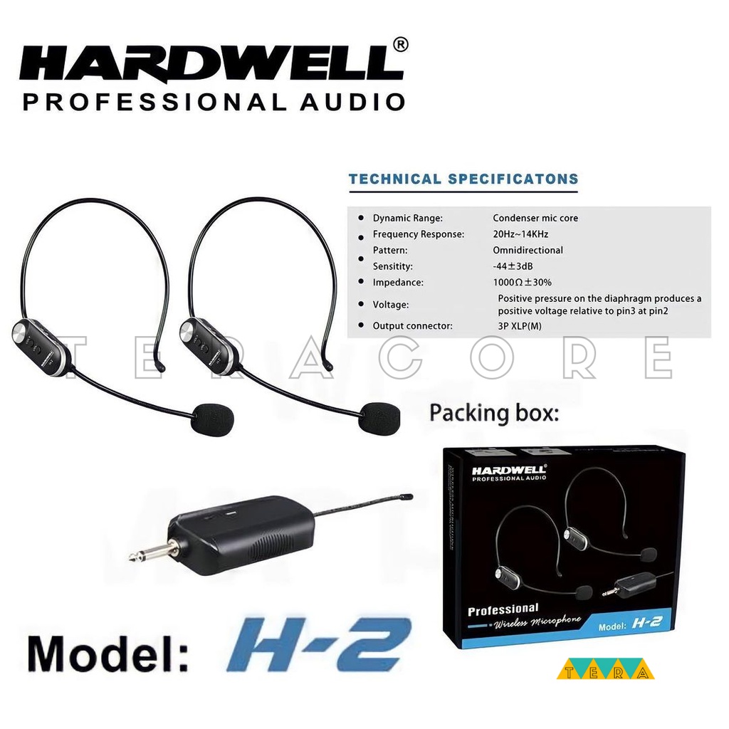 Jual Hardwell H2 H-2 Mic Wireless Headset Microphone Headworn Bando ...