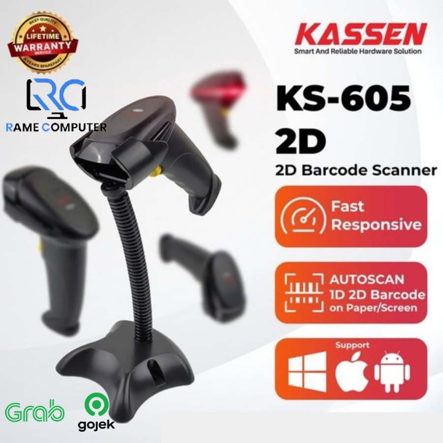 Jual BARCODE SCANNER KASSEN KS-605 2D WITH STAND USB | Shopee Indonesia