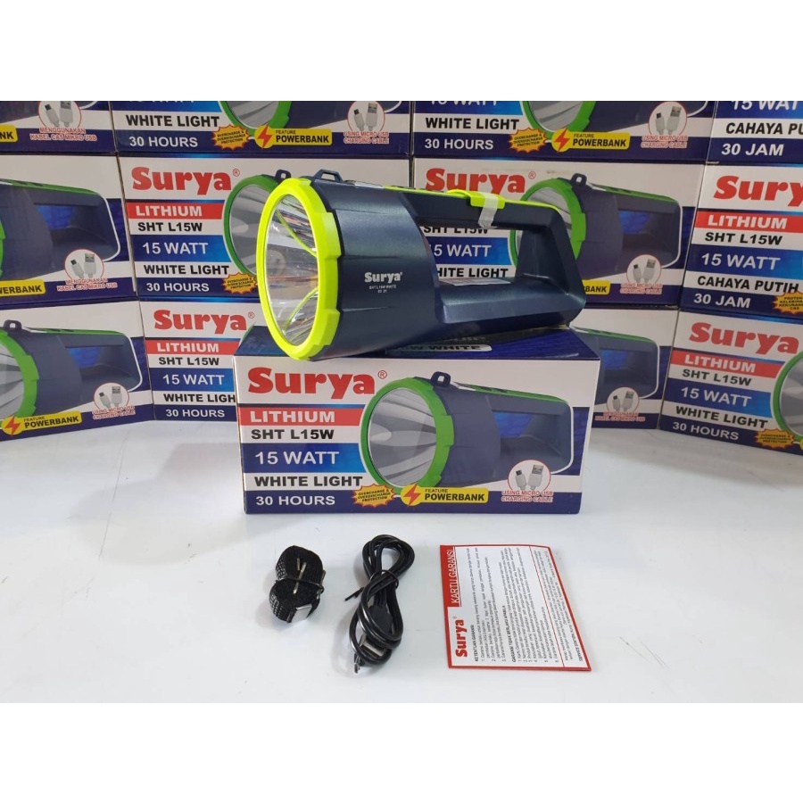 Jual Surya Lampu Senter Emergency Plus Powerbank SHT L15W | Shopee Indonesia