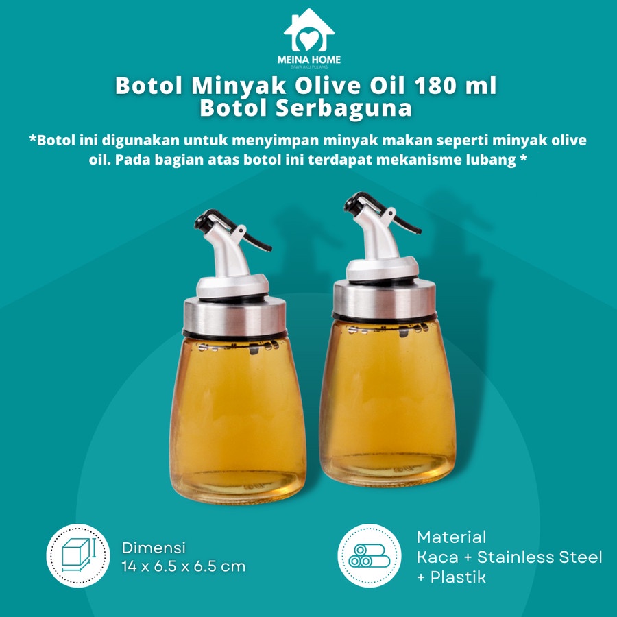 Jual BOTOL MINYAK OLIVE OIL 180ML / BOTOL KACA WADAH MINYAK | Shopee ...