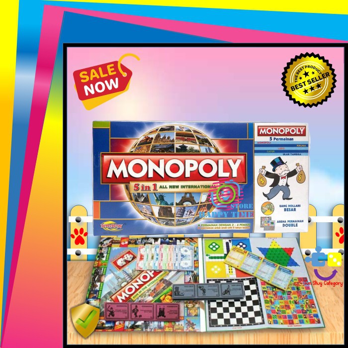 Jual Monopoly 5 In 1 Monopoli Halma Catur Ular Tangga Ludo Permainan ...