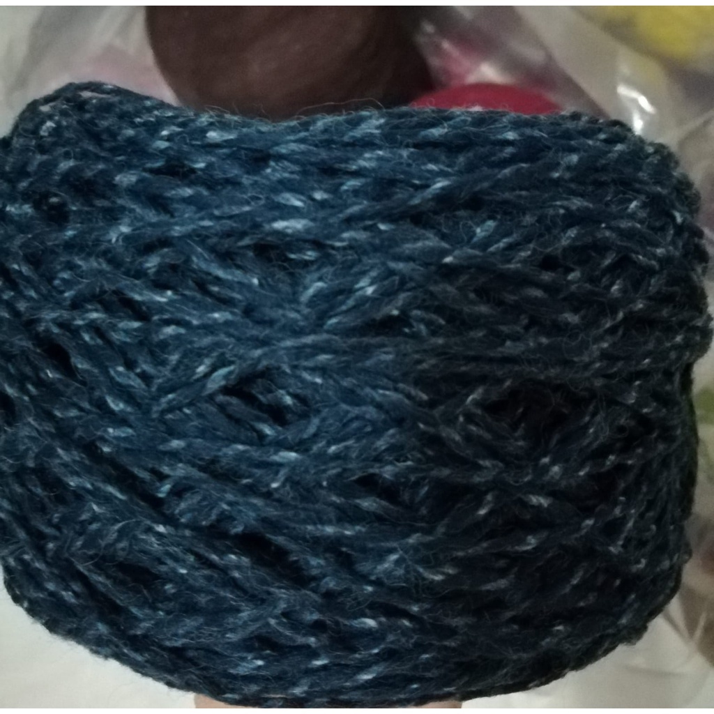 Jual Benang Rajut Wol Akrilik (Acrylic Wool) Twist Biru Putih (100 gram ...