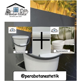 Jual Bucket Ember Putih Aesthetic dan Gayung Putih Aesthetic Estetik ...