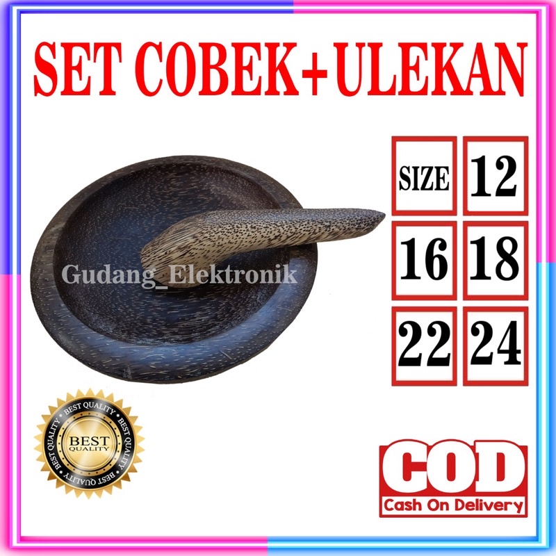 Jual Set Cobek Dan Ulekan Kayu Pohon Kelapa Asli kualitas kayu super ...