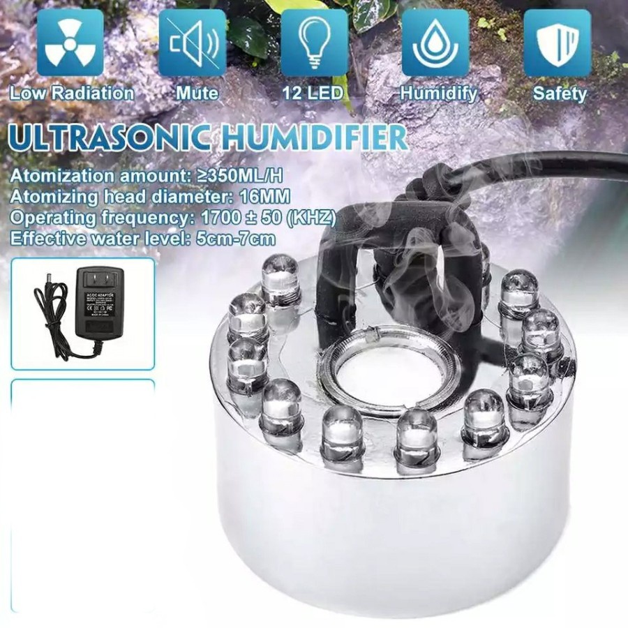 Jual mesin kabut mini 12 led ultrasonik-atomizer humidifier mist fog ...