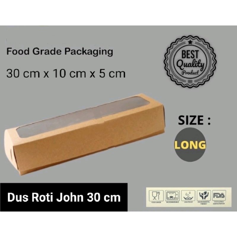 Jual ECER Dus Roti John 30cm LONG WINDOW - Coklat Full Laminasi Box RJ ...