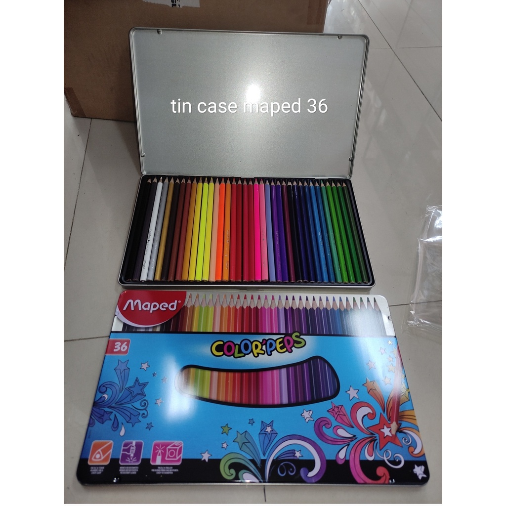 Jual pensil warna tin case 36 warna maped box metal | Shopee Indonesia
