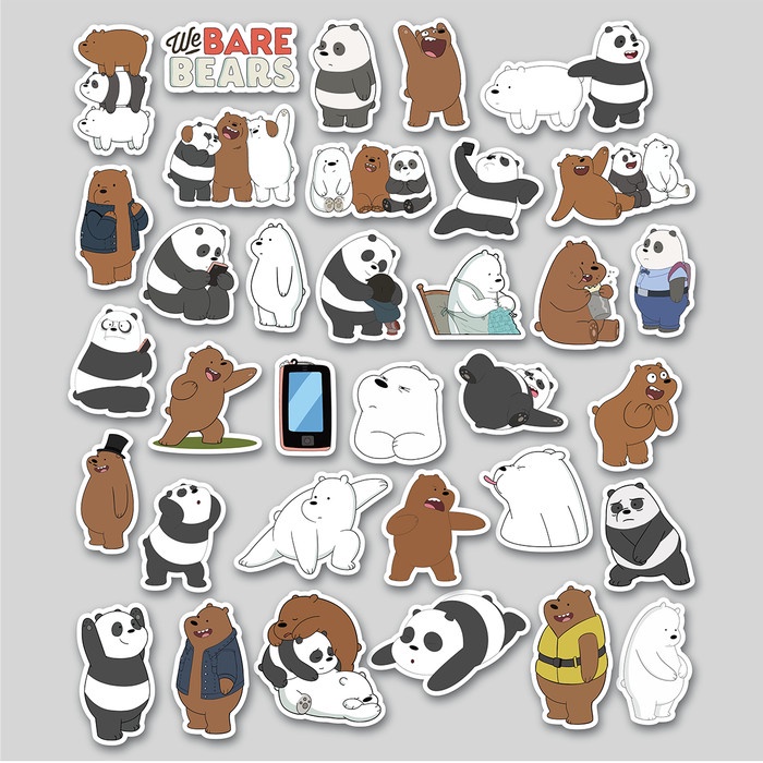 Jual Hadir Sticker We Bare Bears / Sticker Pack Helm Laptop Vinyl ...