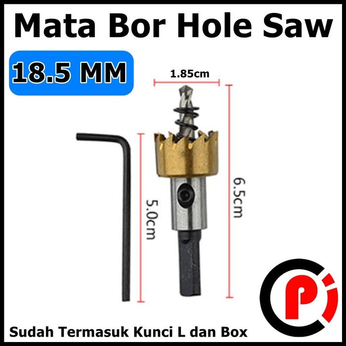 Jual Hole Saw Besi HSS Carbide Tip 18.5 mm Mata Bor Lubang 18.5mm ...