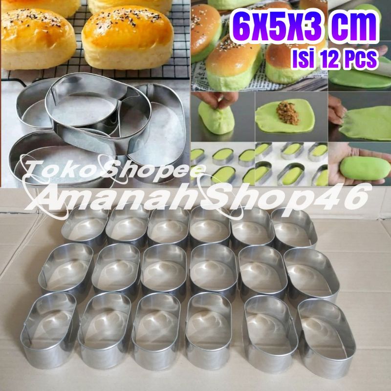 Jual 12 Pcs Ring Roti Oval Ring Hotdog Ring Cutter Stainles Cetakan Kue ...