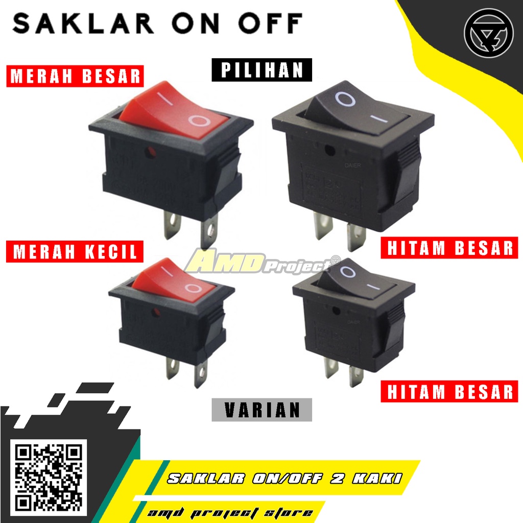 Jual S0011 Saklar Power On Off Mini Rocker Switch Besar Kecil Hitam ...