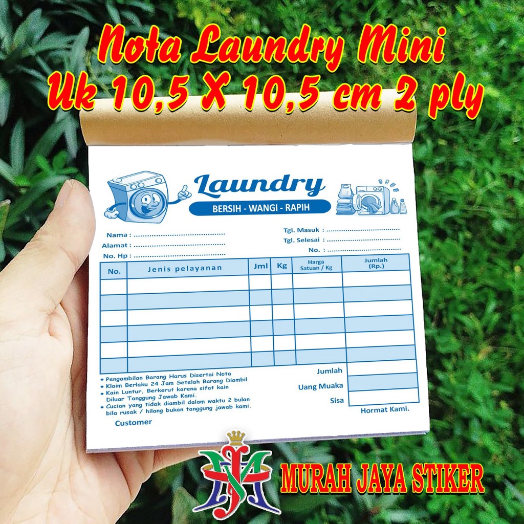 Jual NOTA LAUNDRY MINI ISI 100 LEMBAR ( 1/6 FOLIO ) | Shopee Indonesia