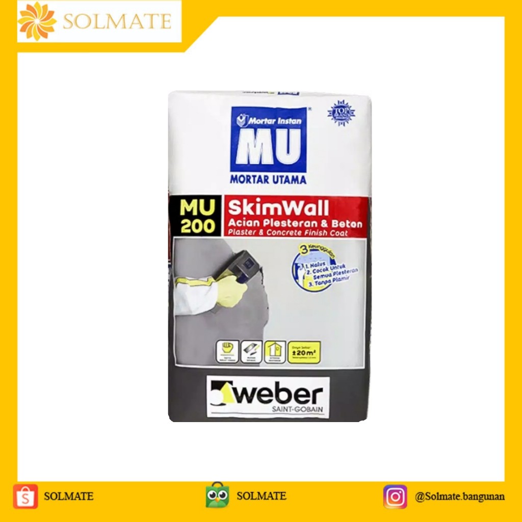Jual Semen Mortar Utama Skim Wall MU-200-40kg-20kg | Shopee Indonesia