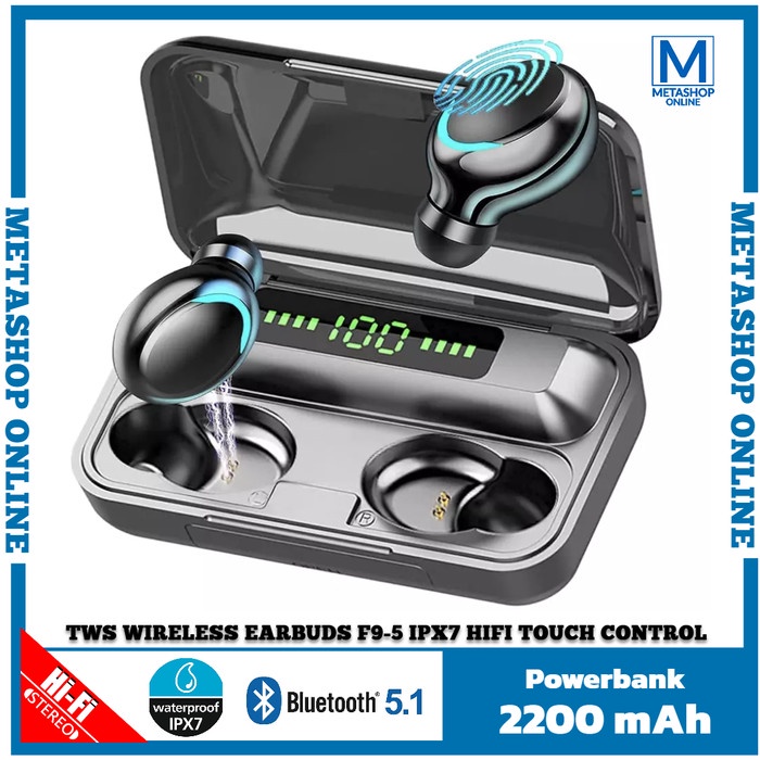 Jual TWS Earbuds F9-5 Wireless Earphone Headset Bluetooth 5.1 Powerbank ...