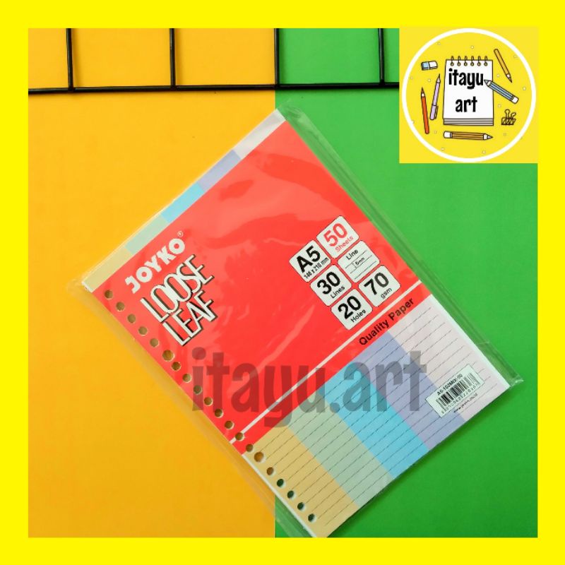 Jual Joyko LOOSE LEAF COLOR A5 103 MIX WARNA Isi Kertas File Binder GARIS WARNA 50 lembar ...