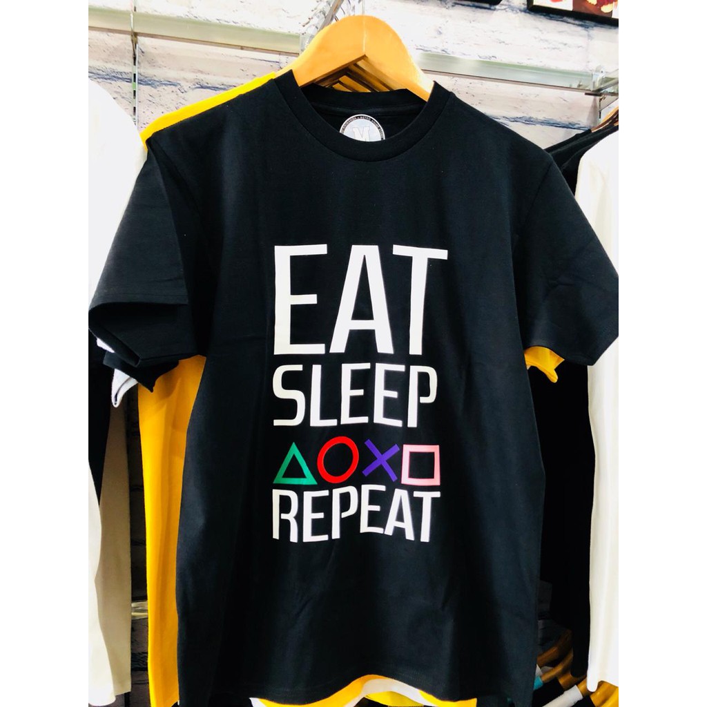 Jual Kaos Gamer Eat Sleep Playstation Repeat cotton premium | Shopee ...