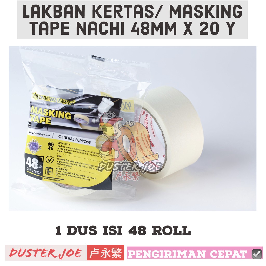 Jual [PER 1 DUS] Lakban kertas / Masking Nachi 2 inch 48mm 20 YARD (1 ...