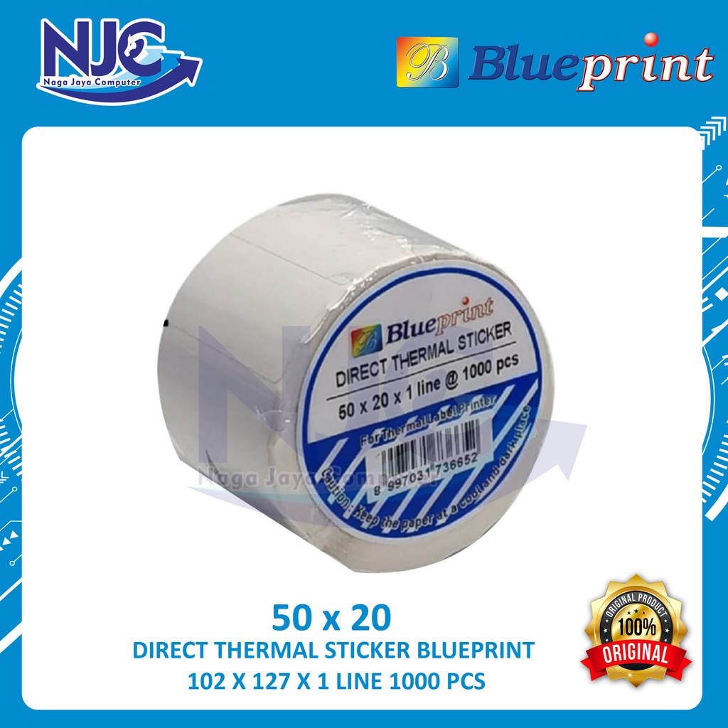 Jual DIRECT THERMAL STICKER / LABEL STIKER BLUEPRINT 50x20x1 LINE Isi ...
