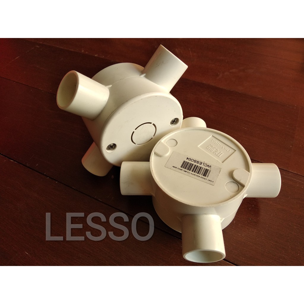 Jual Cross Dus Tee Dus Conduit LESSO 20mm 1/2" inch 4 Way Inbowdus T ...