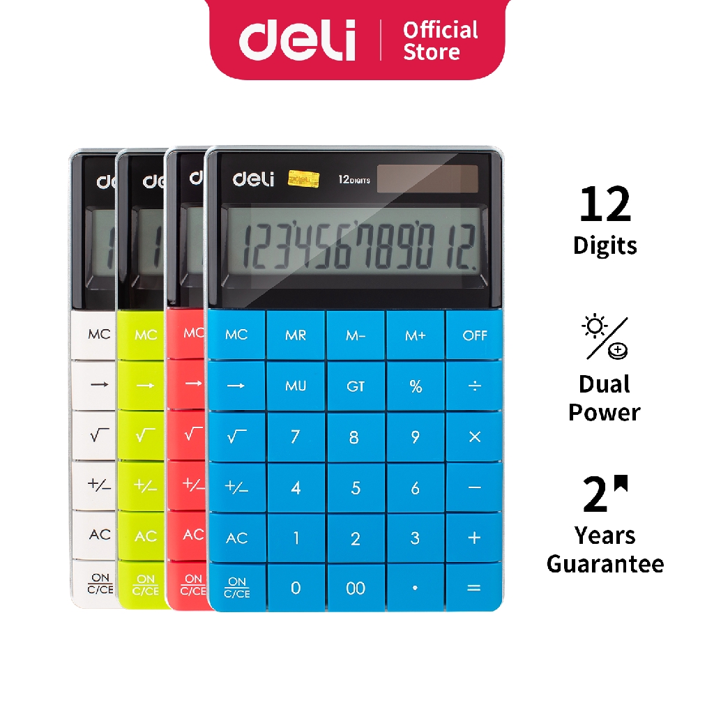Jual Deli Kalkulator Desktop 12 Digit Garansi 3 Tahun Dual Power (Solar Cell + Battery LR44 ...
