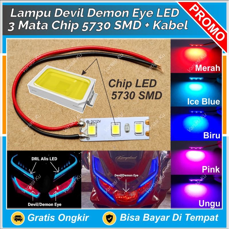 Jual LAMPU LED DEMON EYE / DEVIL EYE 3 MATA UNTUK REFLEKTOR HEADLAMP ...