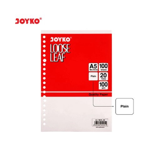 Jual Joyko Kertas Binder Loose Leaf Polos A5 100 Lembar 100 Gsm Plain | Shopee Indonesia