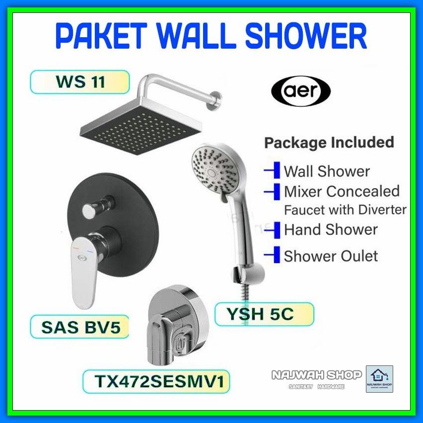 Jual Shower Set Kran Tanam AER SAS BV5 Wall & Hand Shower WS 11 & YSH ...