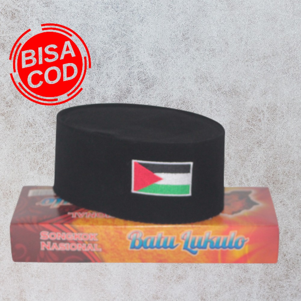 Jual Kopiah Peci Songkok Hitam Logo Palestina Palestine Bordir Anak ...