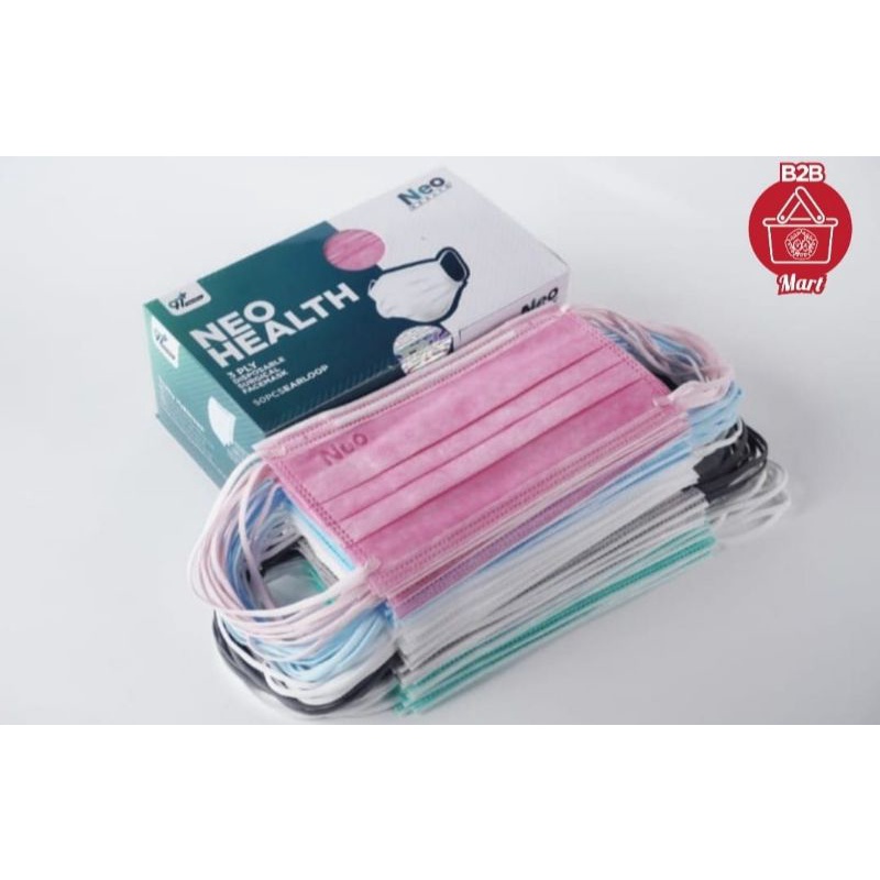 Jual Masker Neo Health Medis Modis 3ply 1box isi 5 Warna 50pc | Shopee ...