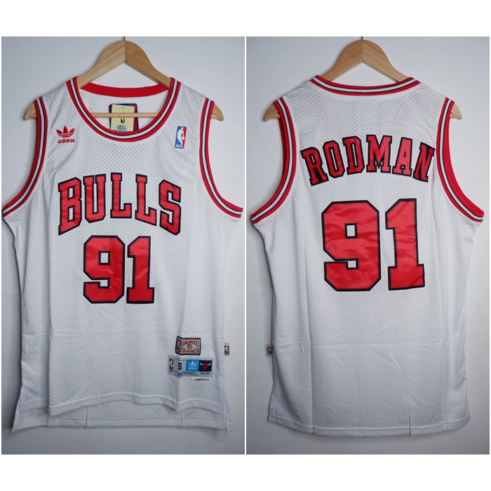 Jual JERSEY NBA CLASSIC HWC BULLS #91 RODMAN PUTIH | Shopee Indonesia