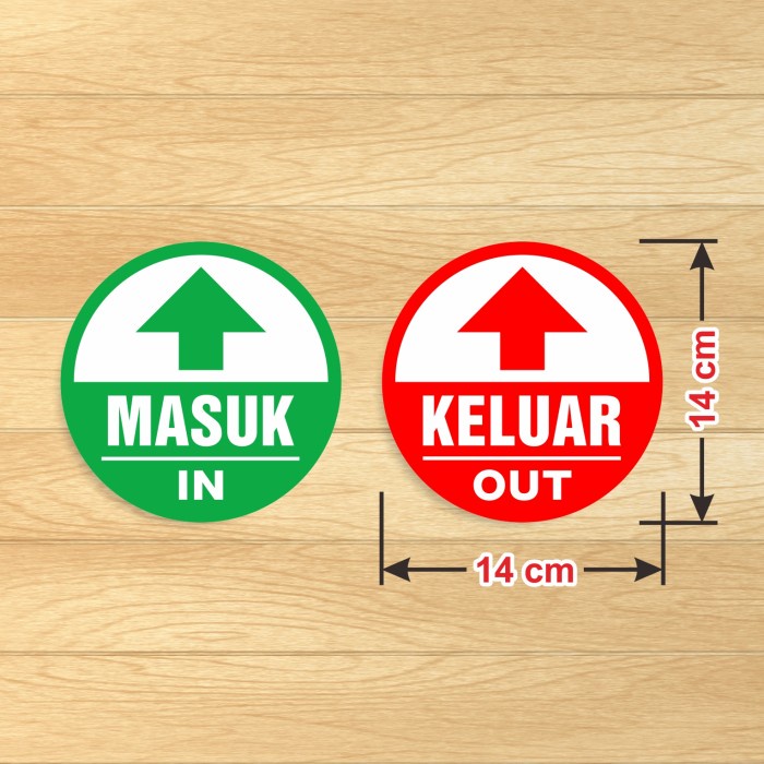 Jual Sticker Tanda Masuk Keluar Stiker Bundar Vinyl Sign In Out 14 cm ...