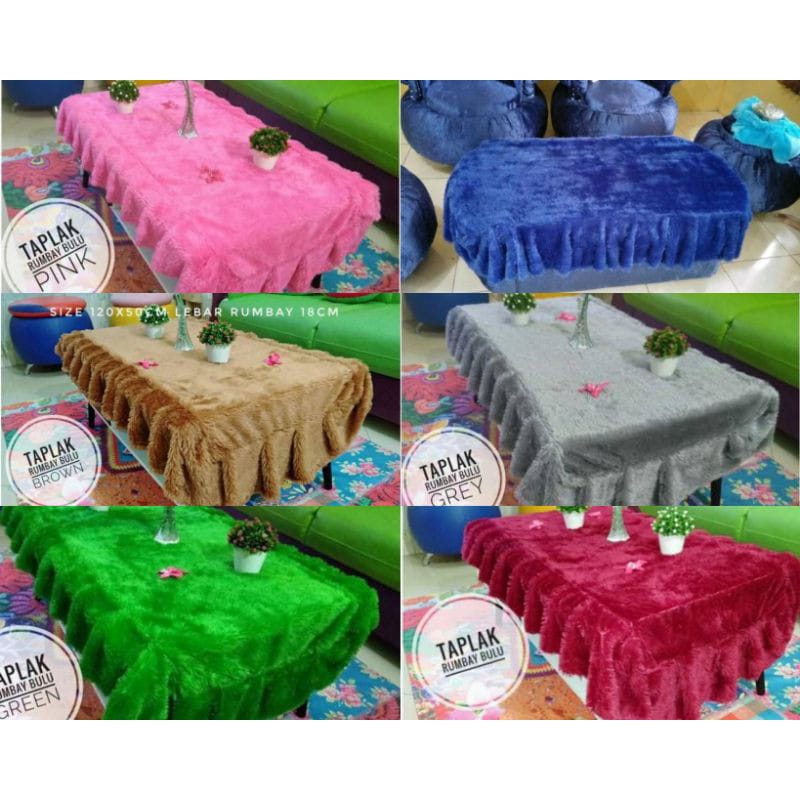 Jual taplak meja rumbai bulu raspur 100x50x20 | Shopee Indonesia