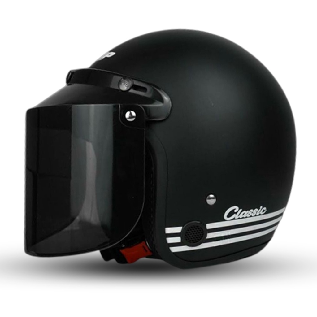 Jual Helm Bogo Polos Classic Dewasa HITAM DOF Kaca Datar / Kaca Cembung ...