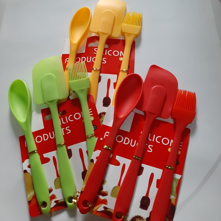 Jual SP001 SPATULA SET SILIKON KUAS SENDOK 3PCS | Shopee Indonesia