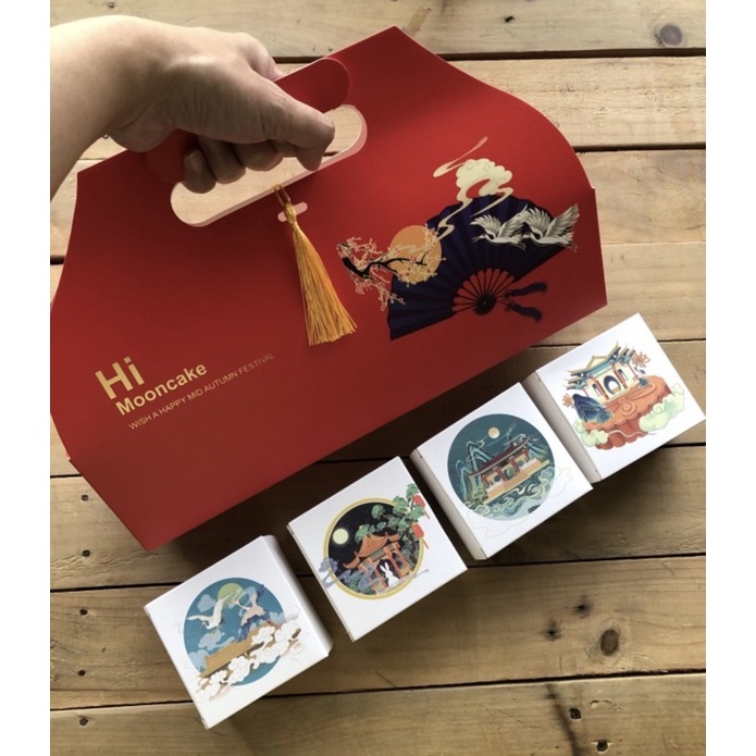 Jual Mooncake Box Set Kotak Tas Mooncake Kue Bulan 1 SET (Tas+Kotak ...