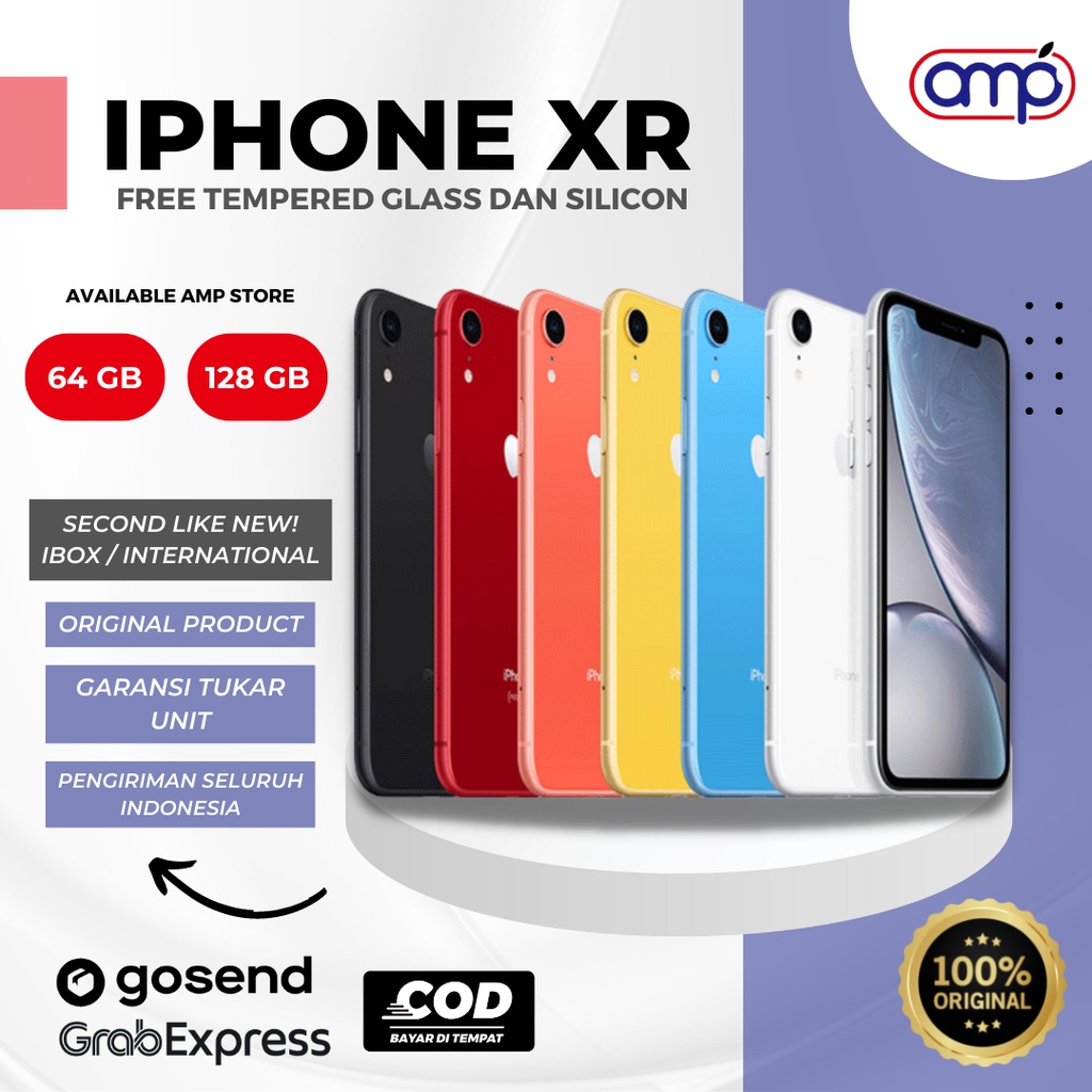 Jual IPHONE XR 64GB 128GB INTER SECOND GOOD CONDITION LIKE NEW BERGARANSI RESMI | Shopee Indonesia