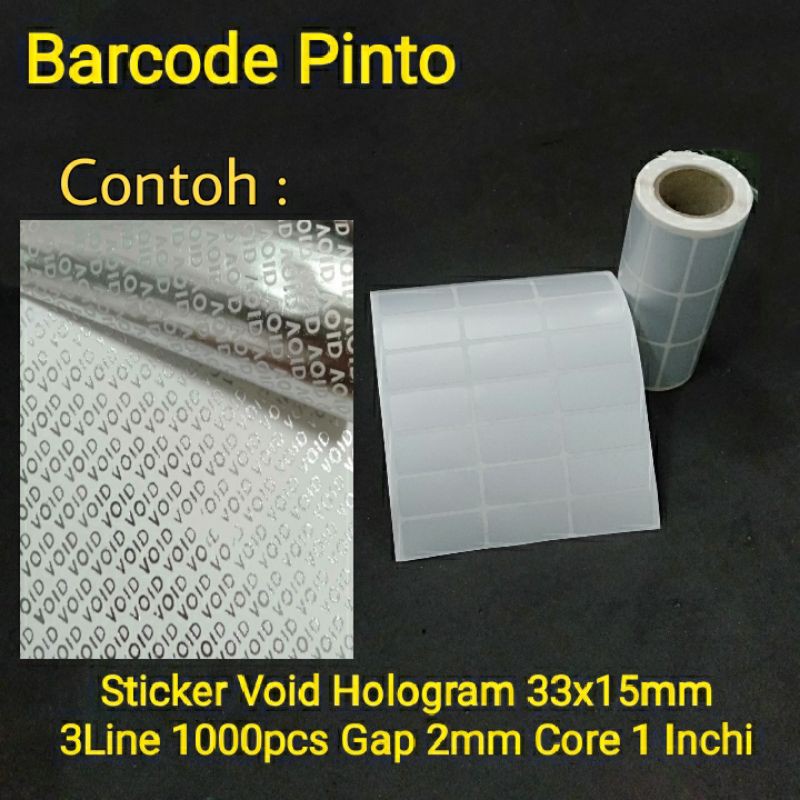 Jual Sticker Void Silver 33x15mm 3Line 1000pcs Gap 2mm Core 1 Inchi ...