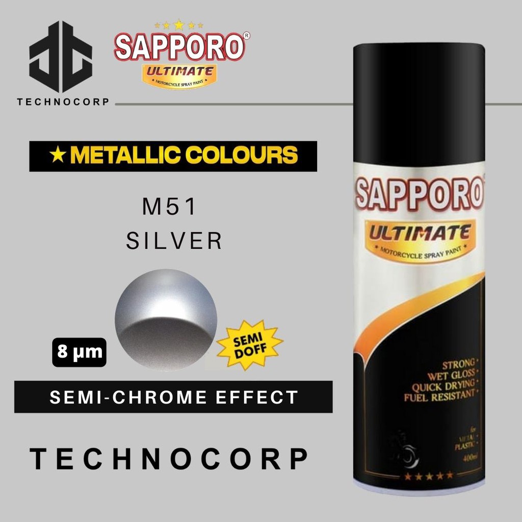 Jual Cat Semprot SAPPORO ULTIMATE M51 SILVER / SEMI CHROME EFFECT SEMI ...