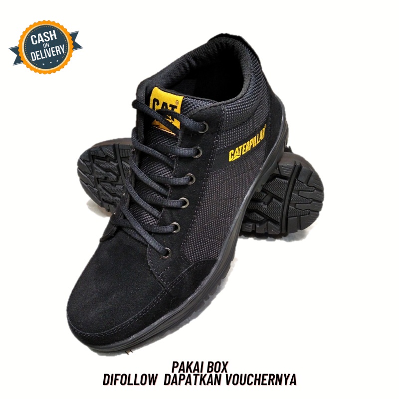 Jual Sepatu Pria caterpilar Semi Boots Hitam Safety Pria Ujung Tidak ...