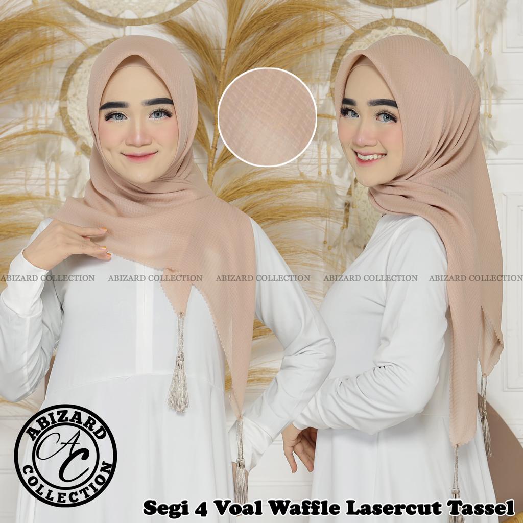 Jual HIJAB SEGI EMPAT VOAL WAFFLE LASERCUT TASSEL / SEGI EMPAT IMPOR ...