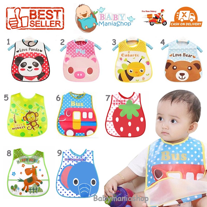 Jual Slaber Plastik Slabber Plastic Celemek Bayi Waterproof Baby Bib ...