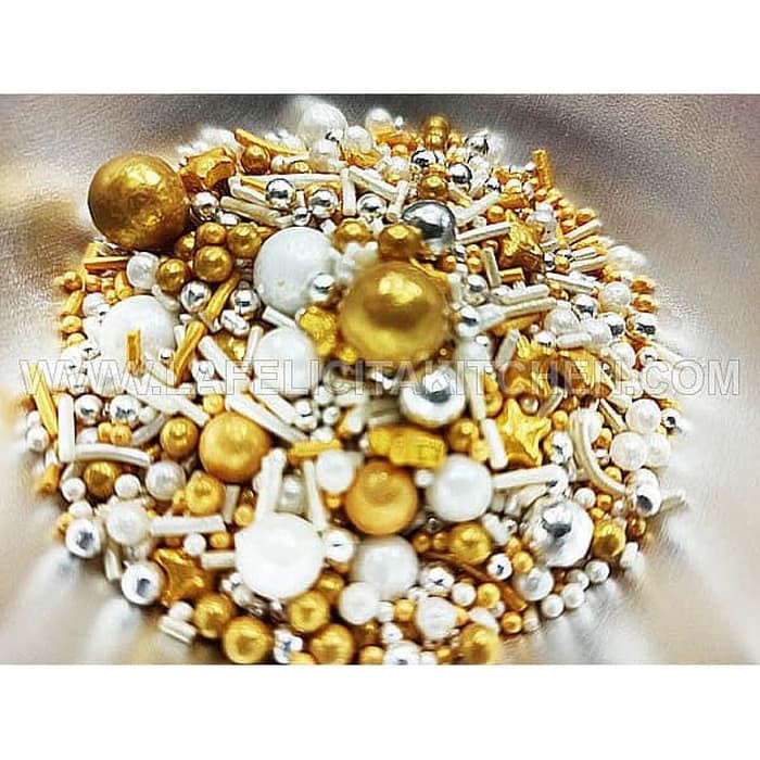 Jual SPRINKLE GOLD WHITE SILVER ELEGANT MUTIARA BINTANG PEARL SUGAR KUE ...