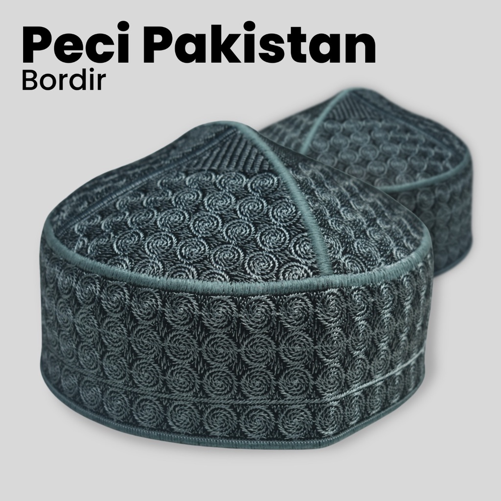 Jual peci pakistan bordir warna abu - abu polos motif bulat - bulat harga terjangkau kualitas ...