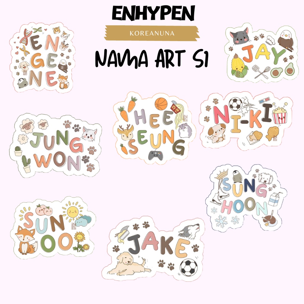 Jual Sticker Kpop Enhypen Nama Art Lucu Aesthetic Stiker Deco Buku Jurnal Hp Laptop Botol ...