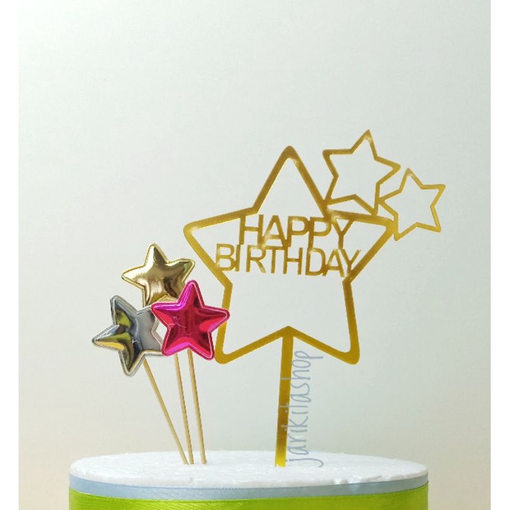Jual CAKE TOPPER AKRILIK HAPPY BIRTHDAY STAR BINTANG HIASAN TUSUKAN KUE DEKORASI PESTA PROPERTI ...