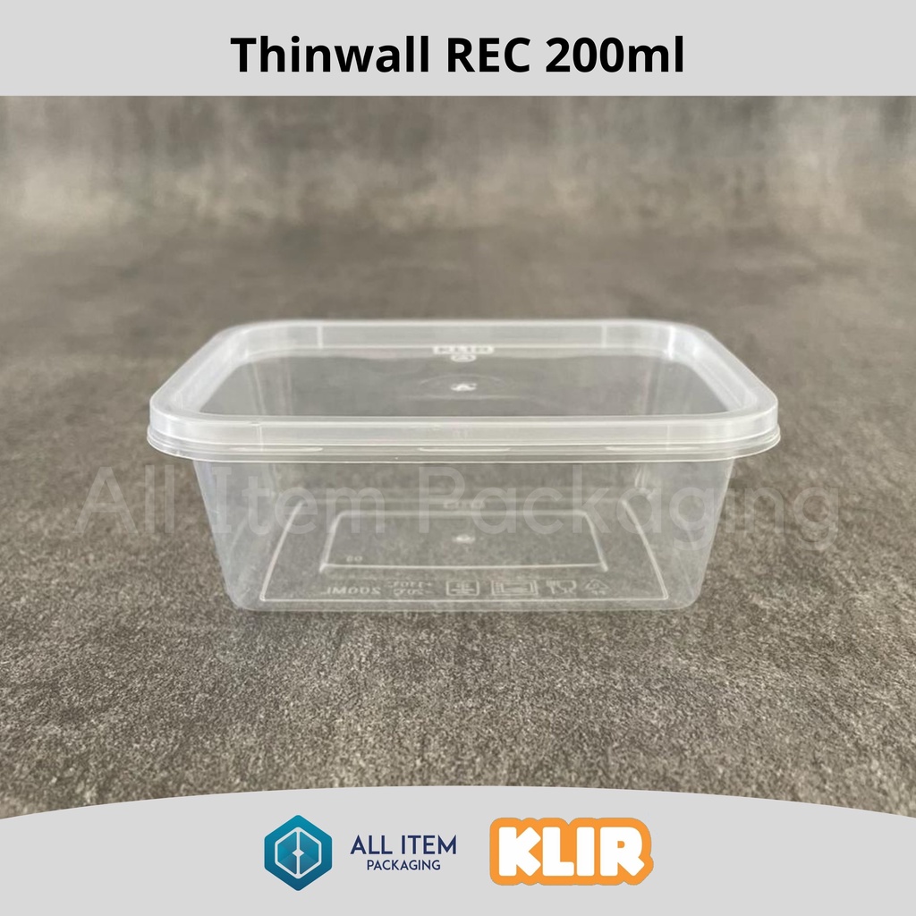 Jual Thinwall Klir Rectangle 200ml Kotak Plastik Kotak Makan 25