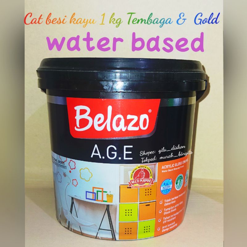 Jual Belazo AGE cat besi kayu tembok WATER BASED, EMAS/GOLD,dan BRONZE ...