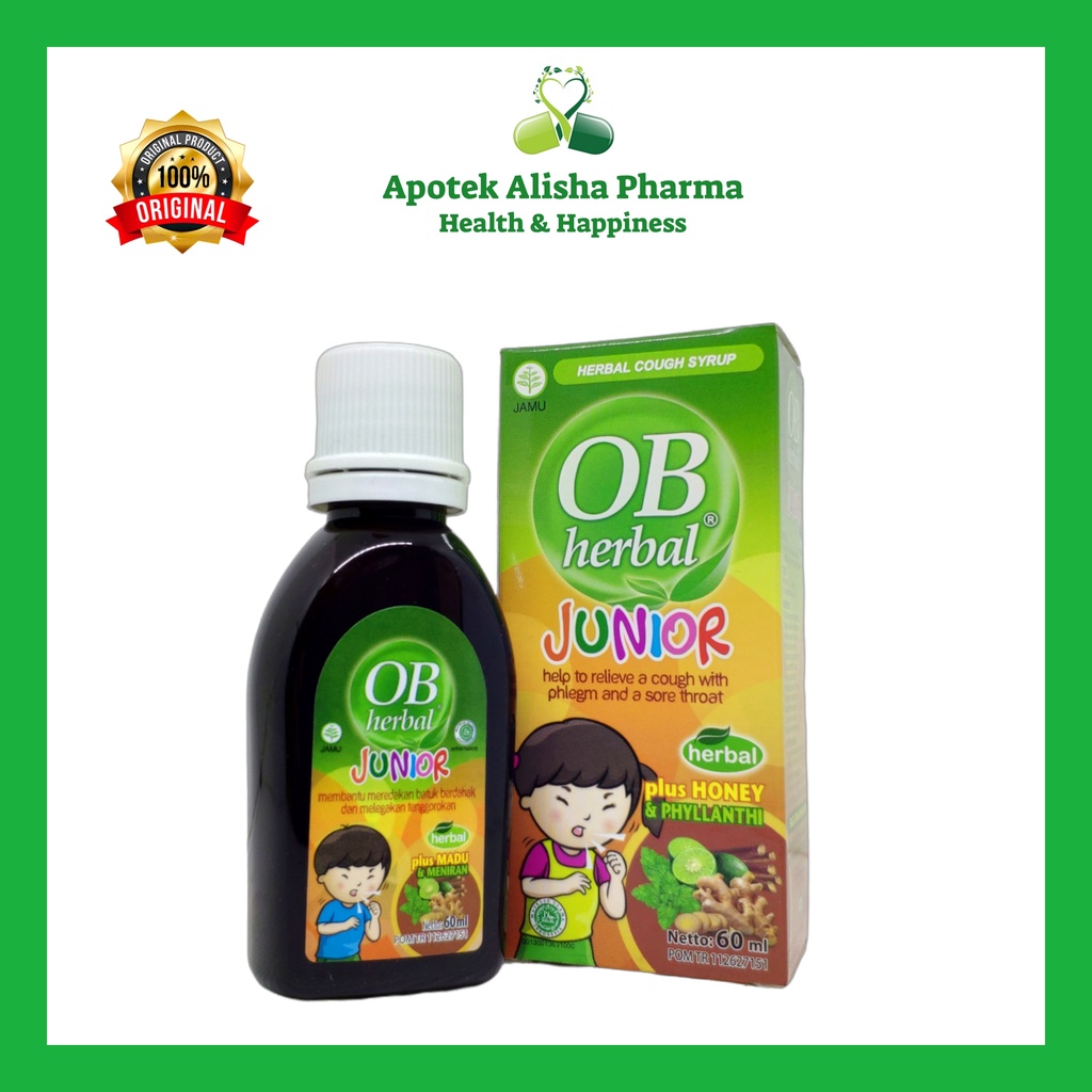 Jual OB Herbal Junior Sirup 60ml dan 30ml Obat Batuk Pelega Tenggorokan ...