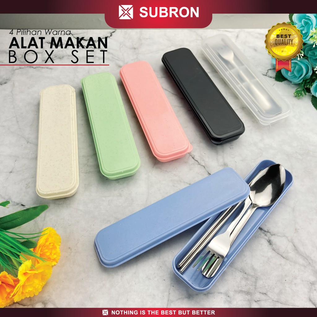Jual SUBRON Alat Makan SET Sendok Garpu Sumpit Stainless Box Tempat ...