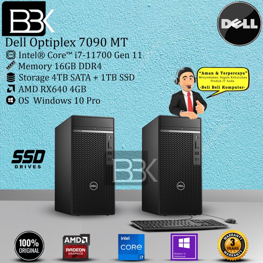 Jual CPU DELL Optiplex 7090 MT i7-11700 16GB 4TB+1TB SSD VGA 4GB W10PRO ...